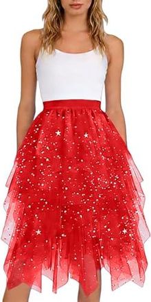 Generic Jupe en tulle longue bouffante pour femme - Costume de carnaval des ann&eacute;es 50 - Jupe en maille avec costume &eacute;lastique - Robe de carnaval - Robe de f&eacute;e