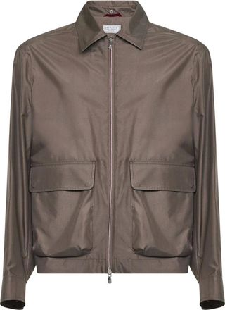 Brunello Cucinelli Homme, Vestes, Brun, Taille: XL Veste dext&eacute;rieur non doubl&eacute;e en soie contrecoll&eacute;e