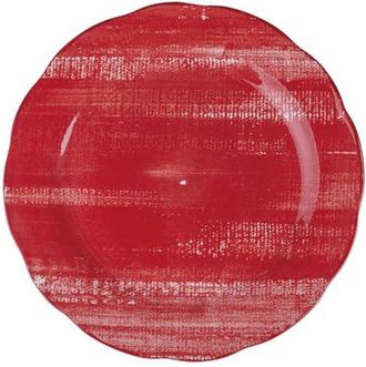 Villa D'Este Home Tivoli Versilia Speiseteller, Porzellan, gewellter Rand, Rot, 6 Stück