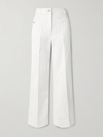 Victoria Beckham Jean Large Taille Haute À Broderie Alina - Blanc