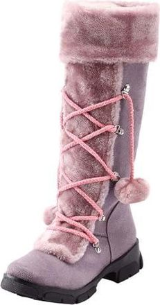 Generic Bottes de neige chaudes et confortables pour femme - Talon bas et épais - Fermeture éclair latérale - Antidérapantes - Doublure en fausse fourrure - C