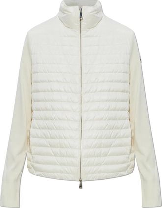 Moncler Femme, Pulls, Beige, Taille: 40 FR Cardigan Col Montant avec Rembourrage en Duvet