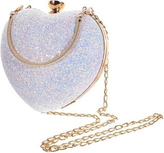 IFUNDOM Sac &agrave; Main Femme Forme Coeur avec Cha&icirc;ne Pochette Soir&eacute;e D&eacute;licate Petit Sac Bandouli&egrave;re Portable pour Mariage et Banquet