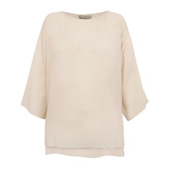 Cortana Elfenbeinfarbenes Baumwoll-Voile-Hemd - - Blouses & Shirts - Damen - Beige - L