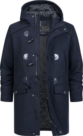 Indicode Herren Liam Dufflecoat | Wintermantel Wollmantel Herrenmantel Mantel f&uuml;r M&auml;nner Navy Mix, XXL