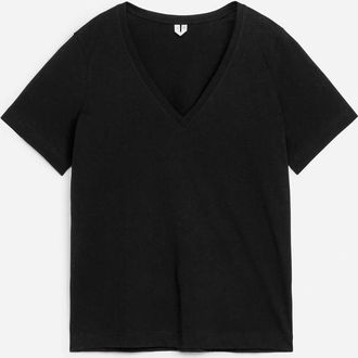 Arket T-Shirt Mit V-Ausschnitt -Schwarz