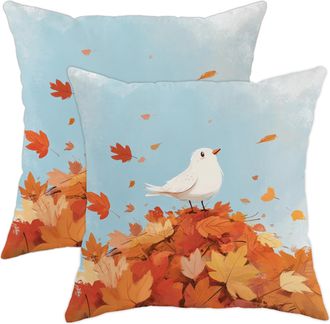 Generic Niedliche Herbsttauben Dekokissenbezug Dekorative Sofakissen Weich Kissenh&uuml;llen F&uuml;r Balkon Hotel Sofa 45X45Cm 2Er Set