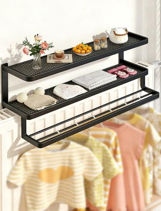 Generic Doppelschichtiges Heizk&ouml;rper-Abdeckregal, &uuml;ber dem Heizk&ouml;rperregal, Lagerregale, Keine Installation erforderlich, for Wohnzimmer, Schlafzimmer, Flur(B