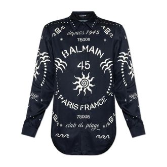 Balmain Homme, Chemises, Bleu, Taille: 2XL Chemise Imprim&eacute;e
