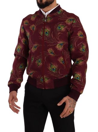 Dolce & Gabbana Peacock-Print Polyester Jacket - Red