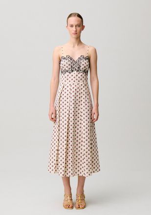 Claudie Pierlot Robe coton imprim&eacute;e broderies