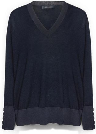 Elena Miro Femme, Pulls, Bleu, Taille: 38 FR Pull en Laine Douce