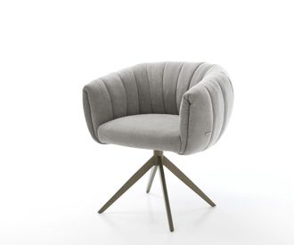 DELIFE Drehstuhl Jada-Flex Strukturstoff Soft Grau Kreuzgestell breit Effektfinish Titan 360&deg; drehbar Wippfunktion Taschenfederkern, Esszimmerst&uuml;hle