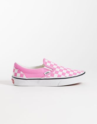 Vans Sneaker zum Hineinschl&uuml;pfen mit Schachbrettmuster in Rosa und Wei&szlig;