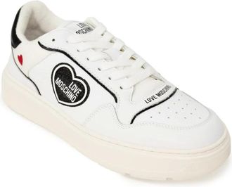 Love Moschino Femme, Chaussures, Blanc, Taille: 40 EU Heart Patch Baskets