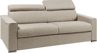 Vente-Unique Vente-unique - Canap&eacute; 4 places convertible express en tissu beige - couchage 160 cm - Matelas 14 cm vizir
