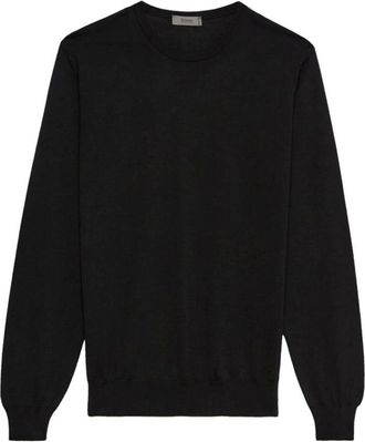 Ferrante Homme, Pulls, Noir, Taille: S Worsted Wool Crew Neck