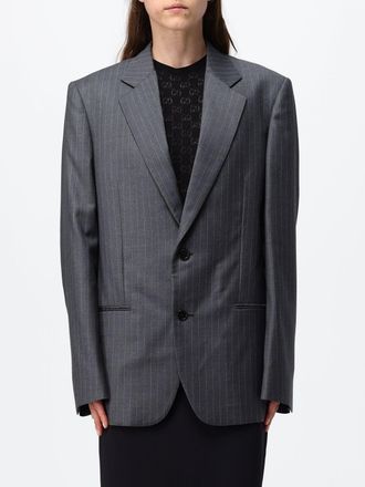 Gucci Blazer droit en laine &agrave; rayures tennis avec revers en pointe