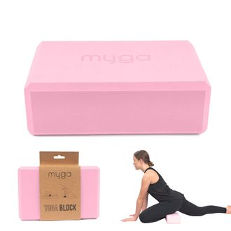 Myga Yoga Block | Rutschfest & Leicht | Support bei Yoga und Pilates &Uuml;bungen | Ideal f&uuml;r Anf&auml;nger & Fortgeschrittene | 23 cm x 14,5 cm x 7,7 cm | Rosa