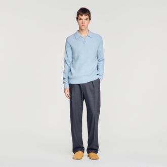 Sandro Poloshirt aus Woll-Rippstrick