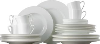 Rosenthal Jade Bone China Geschirrset - 30 teilig für 6 Personen, Kombiservice aus Bone China, Modernes Geschirr Weiß