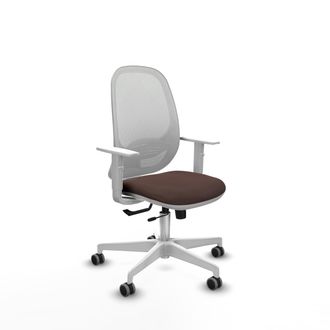 Piqueras y Crespo Verstellbarer Lendenstuhl mit wei&szlig;en Armlehnen, ausgestattet mit Syncro/Traslack und Schneideschaum, mit Rollen von 65 mm, Parkett, Wei&szlig;/Dunkelbraun