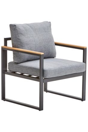 ambia GARDEN Gartensessel, Grau, Natur, Dunkelgrau, Metall, Kunststoff, Textil, F&uuml;llung: Schaumstoff, U-Form, 65x70x71 cm, Gartenm&ouml;bel, Gartenst&uuml;hle, Gartenst&uuml;hle