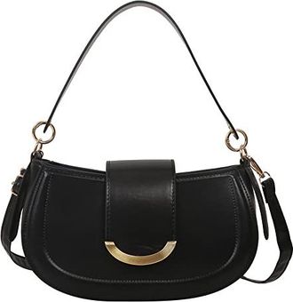 Generic Sac &agrave; bandouli&egrave;re tendance pour femme en cuir et sac &agrave; main pour tous les jours, sac &agrave; bandouli&egrave;re d&eacute;contract&eacute;, petit croissant, Noir, small