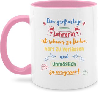 Shirtracer Tasse Tassen 325ml - Eine großartige Lehrerin ist schwer zu finden | Lehrerin Abschiedsgeschenk | Geschenk für Lehrerin Abschied | Abschiedsgeschenke 