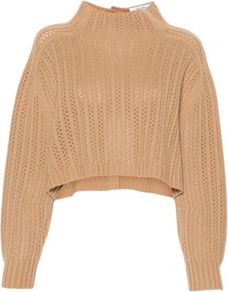 Max Mara Femme, Pulls, Brun, Taille: 40 FR Pull Court en Tricot Ajour&eacute;