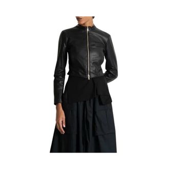 Kaos Kaos, Femme, Vestes, Noir, Taille: 34 FR Slim Fit Veste Courte en Cuir