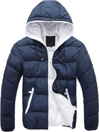 Generic Doudoune dhiver pour homme - Veste polaire pour homme - Noir - XXL - Veste dextérieur mi-saison - Noir - Avec capuche - En coton - Veste de randonnée,