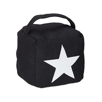 Relaxdays Türstopper Stern, Türpuffer Stoff, Türsack Boden, hoch, mit Griff, dekorativ, HxBxT: 20 x 15 x 15 cm, schwarz