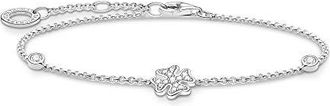 Thomas Sabo Bracelet trèfle en argent sterling 925 avec pierres 16-19 cm