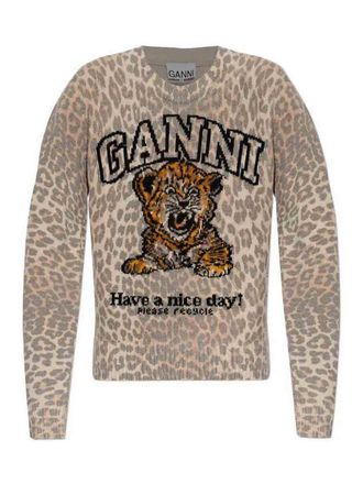 Ganni Pull Col Rond - Beige