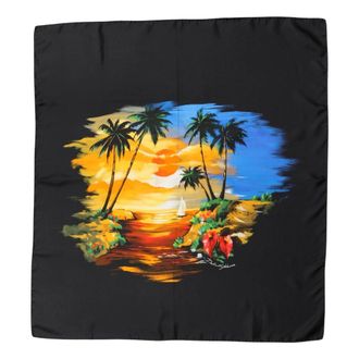 Dolce & Gabbana Foulard Carr&eacute; Coucher de Soleil Tropical - Femme - Accessoires - Noir - Taille: ONE Size