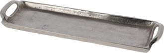 Meinposten Tablett Dekotablett Silber Metalltablett Metall massiv Kerzentablett Teller Kerzenteller 30x12 cm