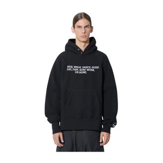 Engineered Garments Raglan Hoodie Mit Print - - Sweatshirts & Hoodies - Herren - Schwarzk - XL