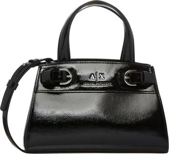A|X Armani Exchange Womens Milano 91, Small Size, Glossy Surface Tote S, Black