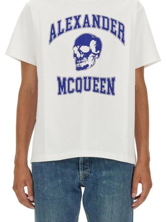 Alexander McQueen Skull Logo Cotton T-Shirt - White