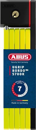 ABUS Faltschloss Bordo uGrip 5700K SH mit Halterung - Fahrradschloss mit 5 mm starken St&auml;ben - ABUS-Sicherheitslevel 7-80 cm - Hellgr&uuml;n