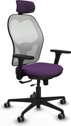 Piqueras y Crespo Ergonomischer Computerstuhl mit 3D-Armen, h&ouml;henverstellbare Lendenwirbelst&uuml;tze und h&ouml;henverstellbares Kopfteil, Wei&szlig;/Violett