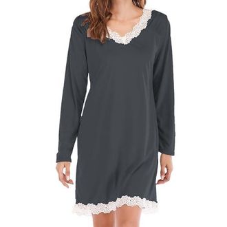 Generic Chemises de nuit longues pour femmes &agrave; manches longues - Chemises de nuit et chemises de nuit en pur coton pour femmes - Ensembles de v&ecirc;tements de nui
