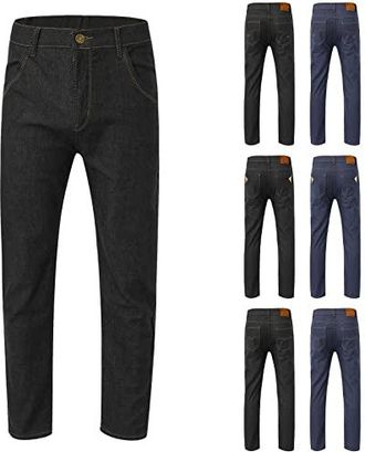 Generic Jean pour homme, coupe ajust&eacute;e, jambe droite, &eacute;l&eacute;gant, taille moyenne, braguette boutonn&eacute;e, poches lat&eacute;rales, coupe ajust&eacute;e, pantalon en denim extensi
