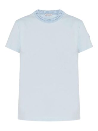 Moncler t-shirt &agrave; d&eacute;tail en crochet - Bleu