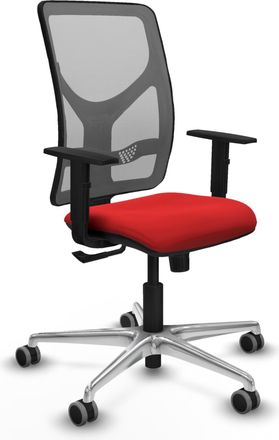 Piqueras y Crespo Stuhl mit Lendenwirbelst&uuml;tze, mit 1D-Armlehnen, ausgestattet mit 3 Positionen und Schneideschaum, 65 mm Rollen, Parkett, Grau/Rot