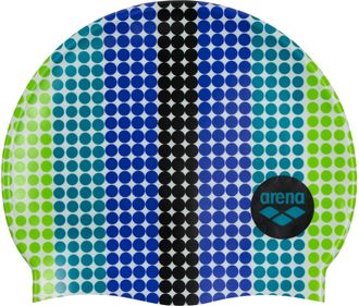 Arena Arena Unisex Junior Print Swim Cap for Boys and Girls, 100% Silicone, One Size, Circle Stripe