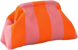 Generic Sac &agrave; main en tricot - Porte-monnaie en forme de fronc&eacute; avec blocs de couleur, sac &agrave; main en tricot d&eacute;contract&eacute;, sac &agrave; main tricot&eacute; au crochet avec fe