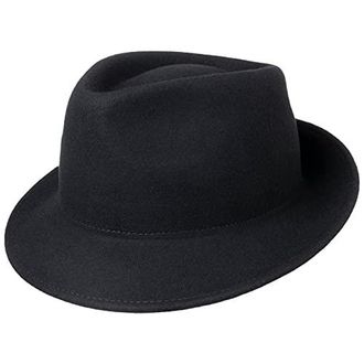 LIPODO Chapeau en Feutre Uni Trilby Femme/Homme - Made in Italy pour Homme Fedora Laine Automne-Hiver Hiver - XL (60-61 cm) Bleu Fonce