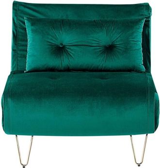 Beliani Einzelsofa Marineblau Samtstoff Zierkissen Metallbeine in Gold Schlaffunktion verstellbare Rückenlehne Minimalistisch Glamourös Wohnzimmer